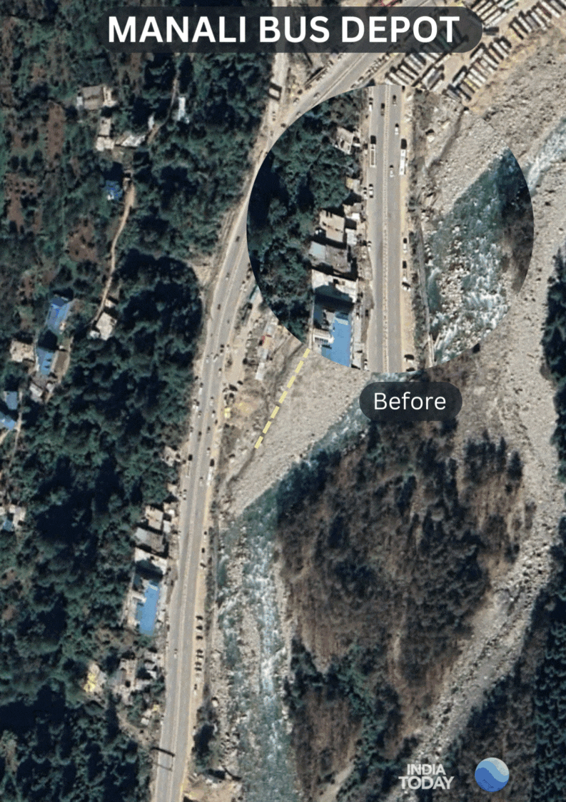 Satellite images reveal devastating flood damage across Kullu, Manali - India Today